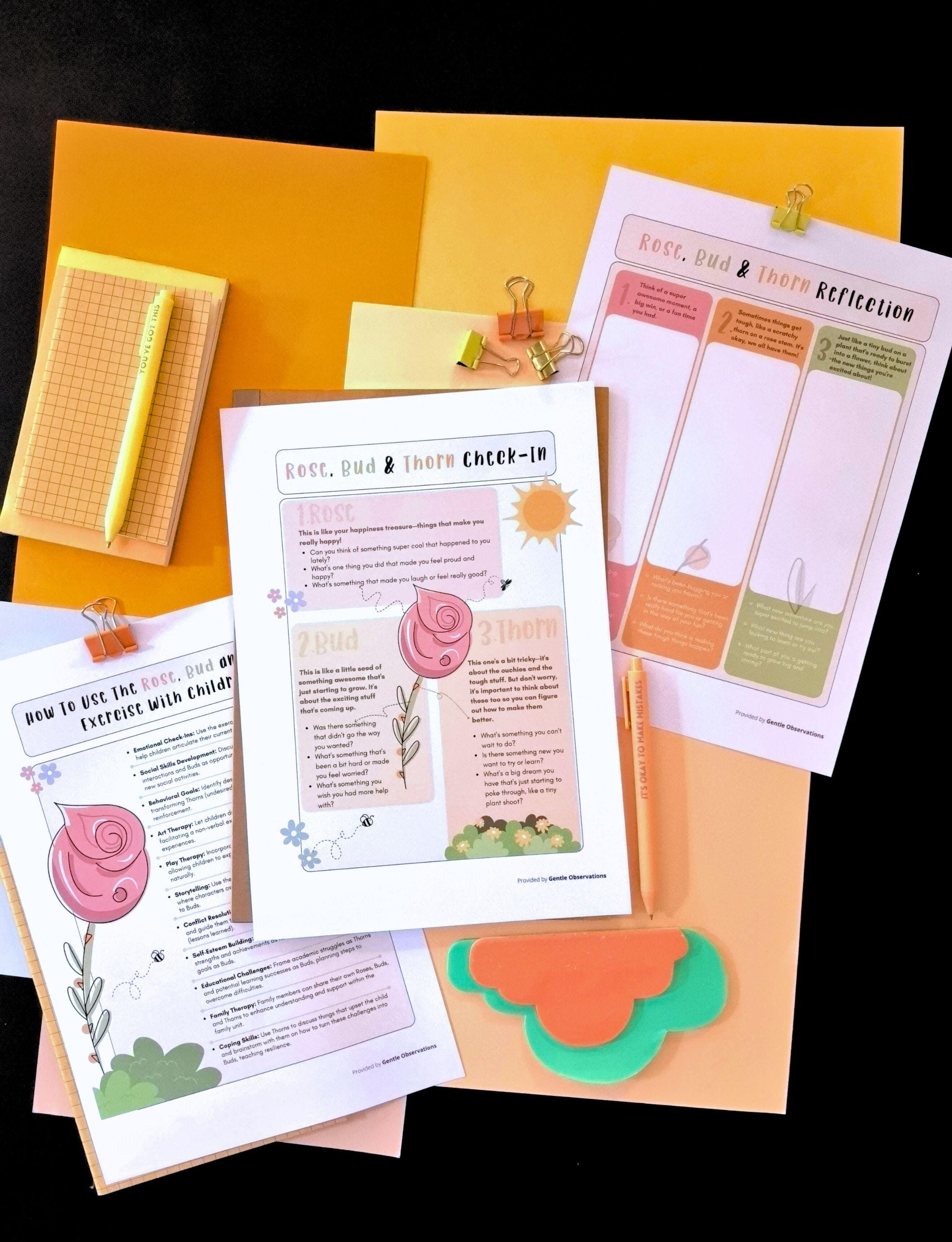 Rose Bud Thorn Ckeck-in Worksheets for Children - Break the Ice, Group ...