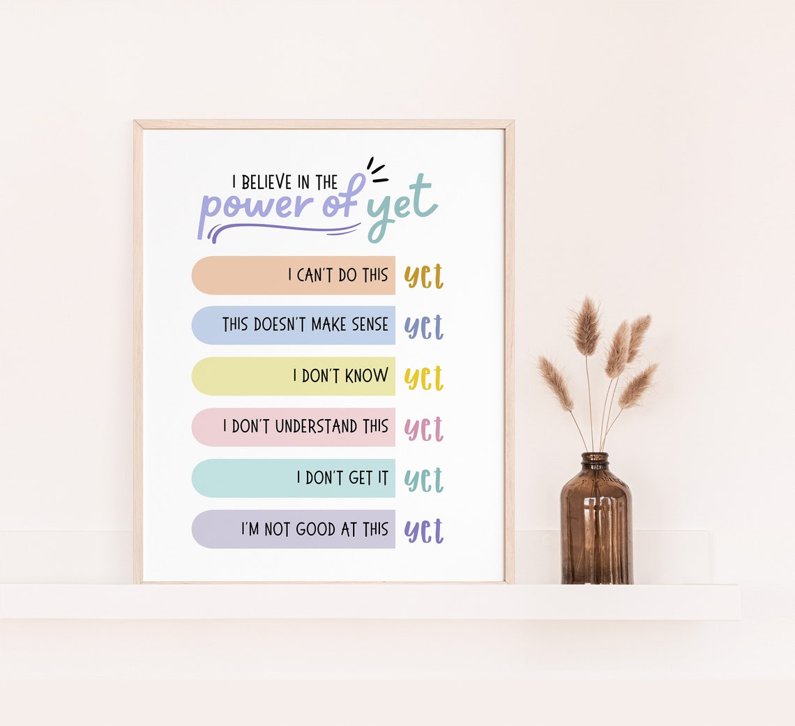 Power of yet Poster Therapy Office Decor Growth Mindset - Etsy