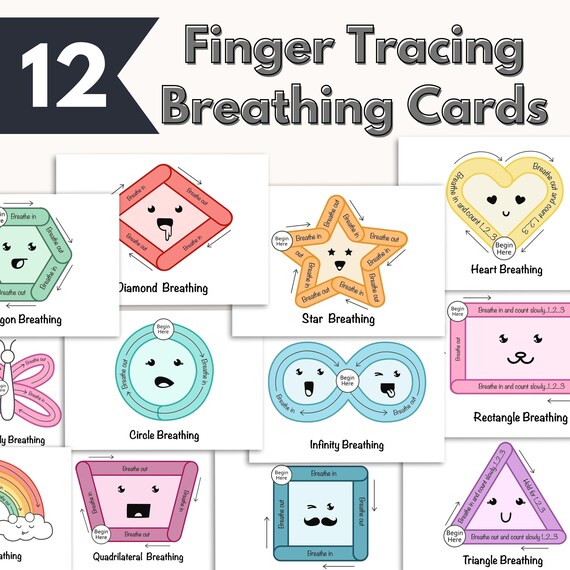 Prints Art & Collectibles Digital Prints Finger Tracing Calm Down Cards ...