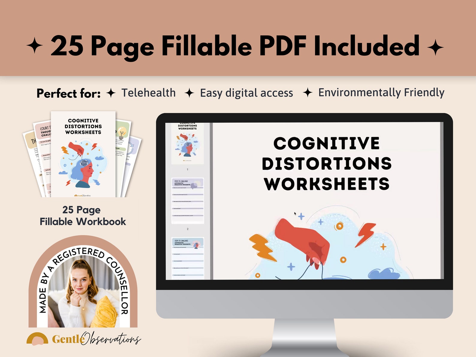 Cognitive Distortion Worksheets, Thinking Errors Flashcards, Unhelpful ...