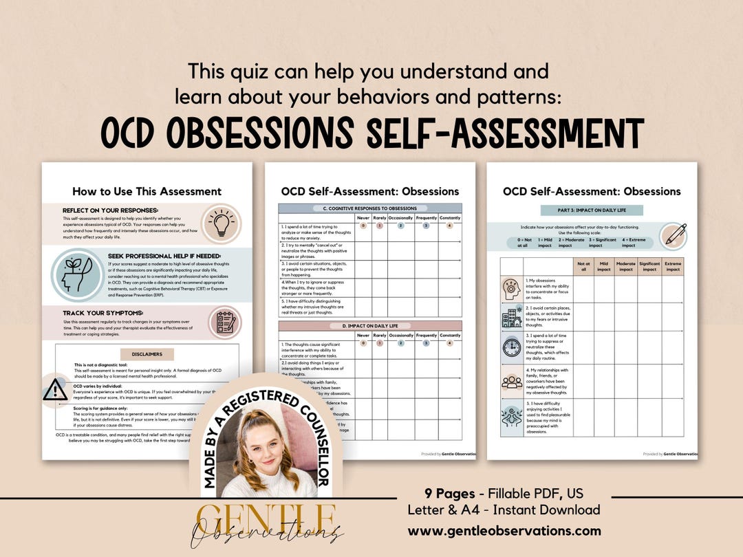 OCD Obsessions Self-assessment, OCD Worksheets, Obsessive Compulsive ...