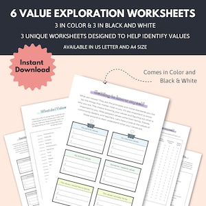 Self-esteem Building Worksheets by Exploring Your Values, School ...