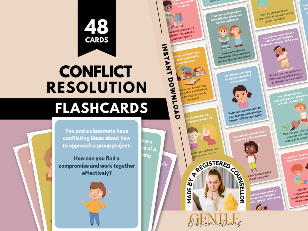 Conflict Resolution Flashcards for Kids Social Skills Development ...