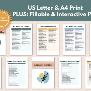 730 Therapy Intervention List, Words and Phrases Therapy Verbiage for ...