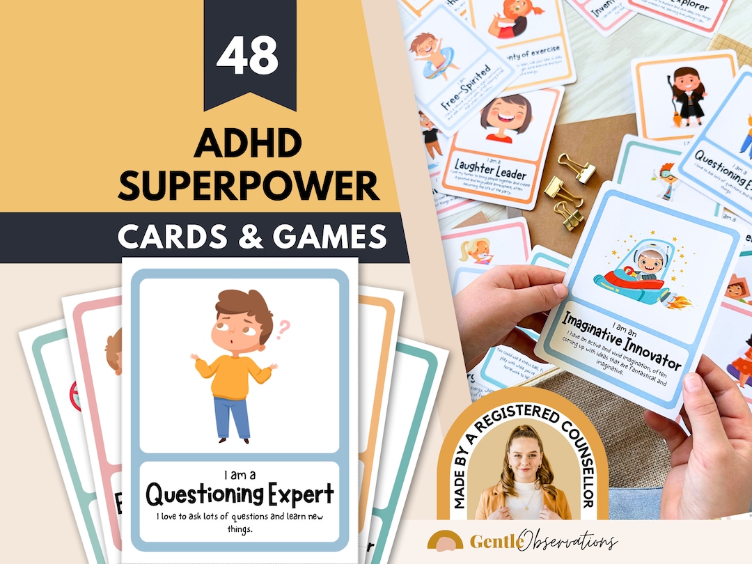 ADHD Superpower Coping Skill Affirmation Flashcards, Executive ...