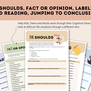 Cognitive Distortion Worksheets, Thinking Errors Flashcards, Unhelpful ...