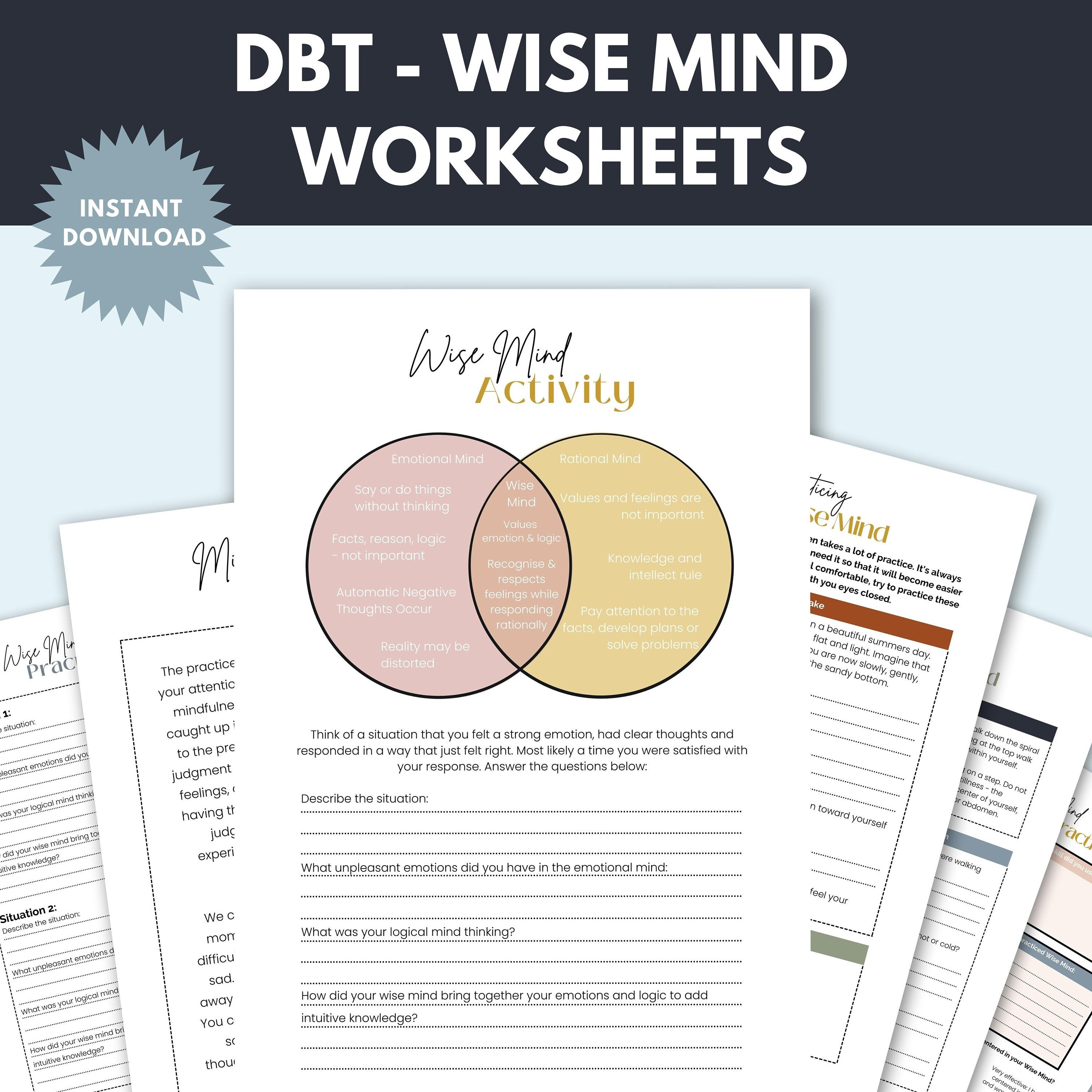 DBT Wise Mind Worksheets DBT Skills Therapy Exercises DBT - Etsy Australia