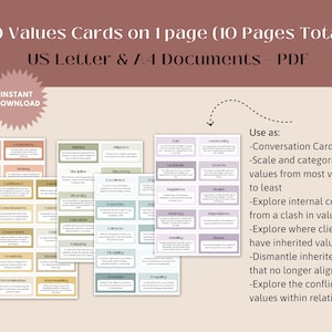 Core Values List, Values Exploration and Conversation Cards, Values ...