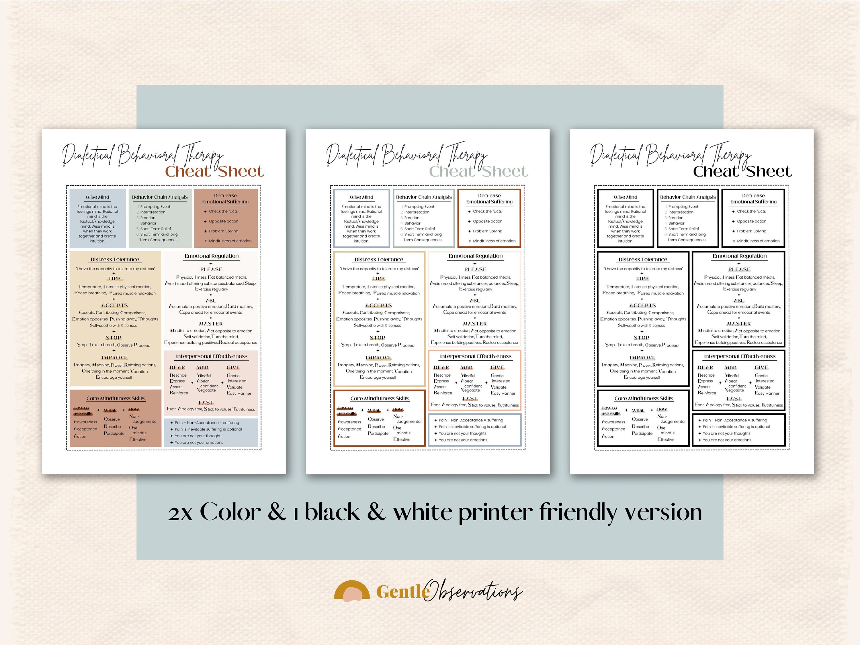 DBT Cheat Sheet Psychology Tool DBT Skills Counselor Tool - Etsy