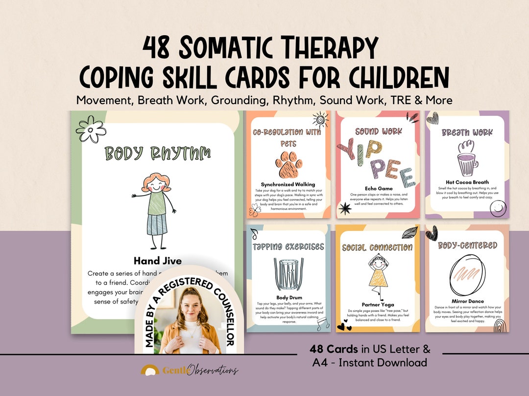 Somatic Therapy Coping Skill Cards for Kids' Nervous System Regulation ...