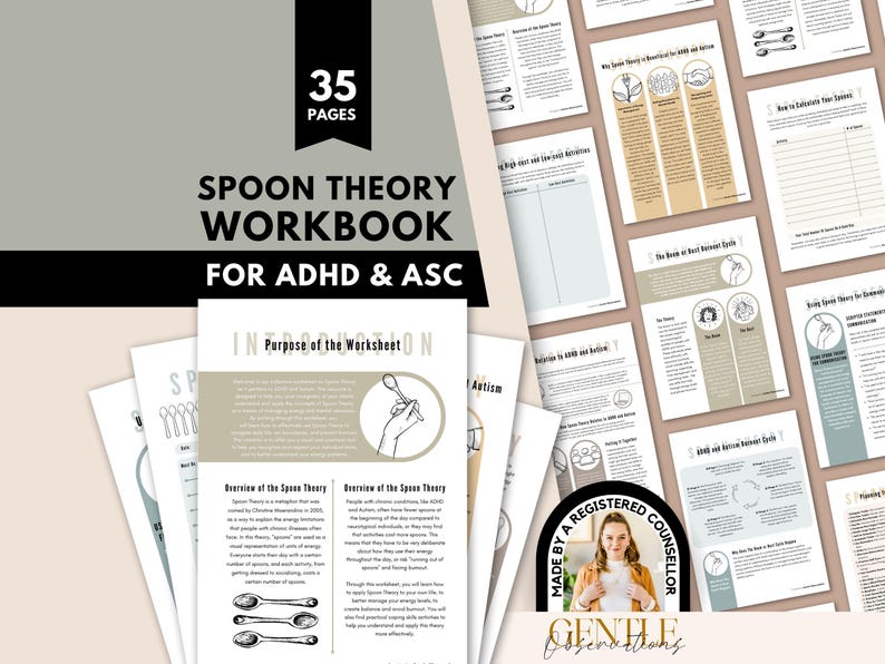 Spoon Theory Worksheets for Autism and ADHD Burnout, ADHD Digital ...