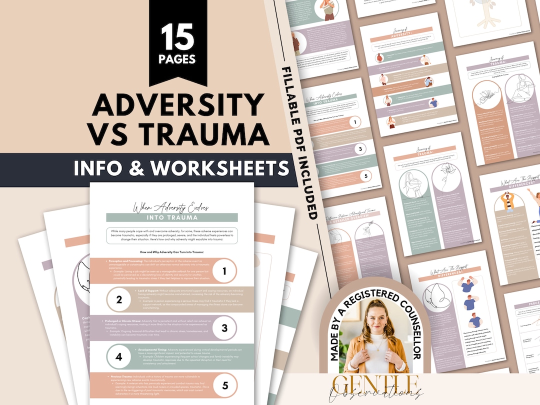 Adversity Vs Trauma Psychoeducational Sheets and Reflective Worksheets ...
