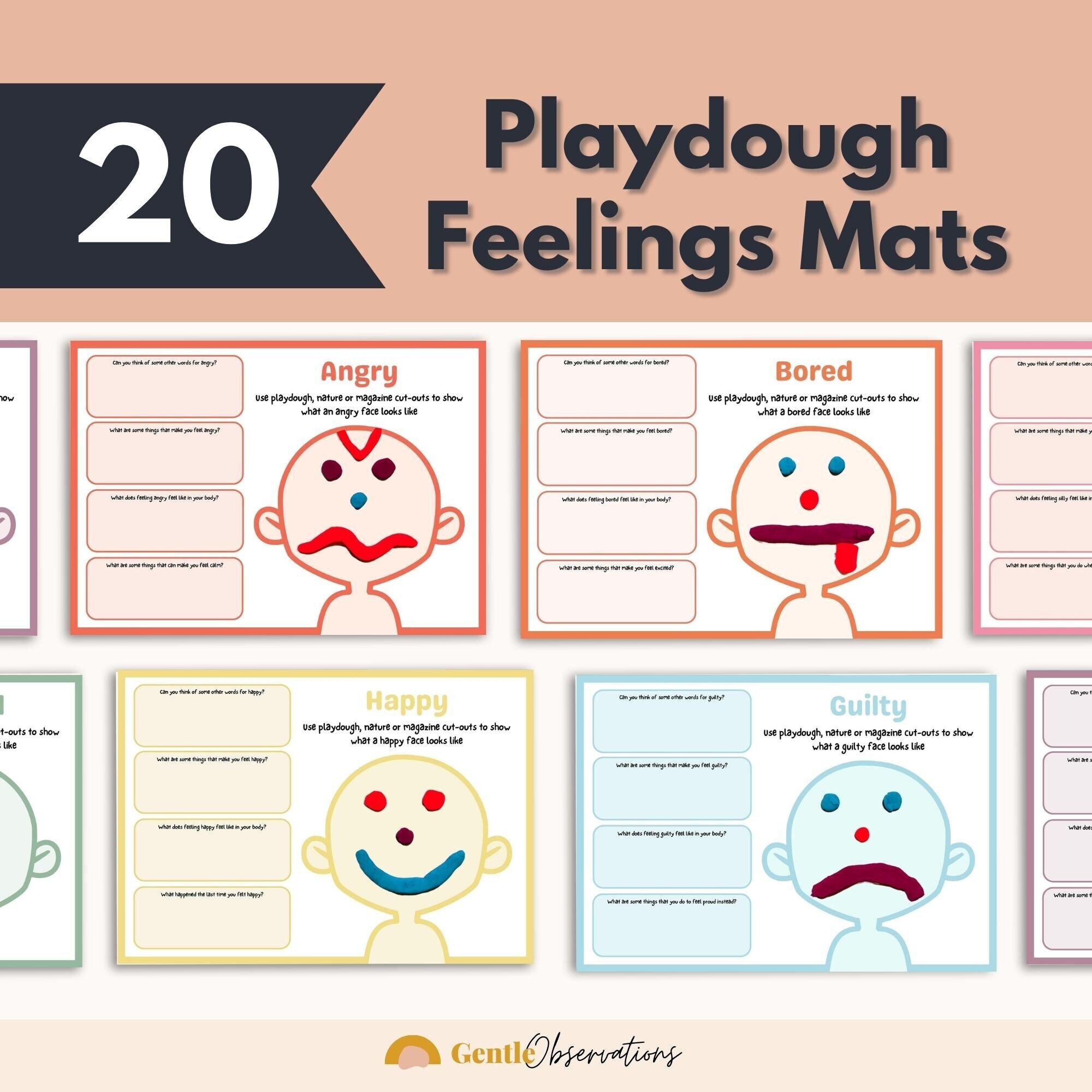 Playdough Feelings Placemats for Social Emotional Learning - Etsy