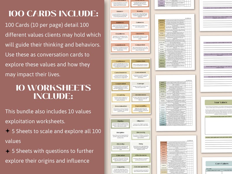 Core Values List, Values Exploration and Conversation Cards, Values ...