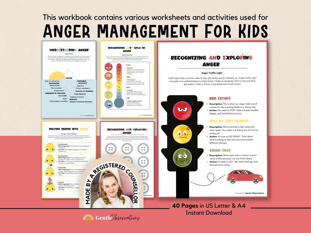 Anger Management Workbook for Kids, Anger Worksheets for Kids ...