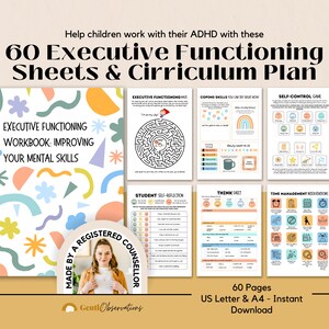 ADHD Executive Functioning Worksheet Bundle for Kids, ADHD Planner ...