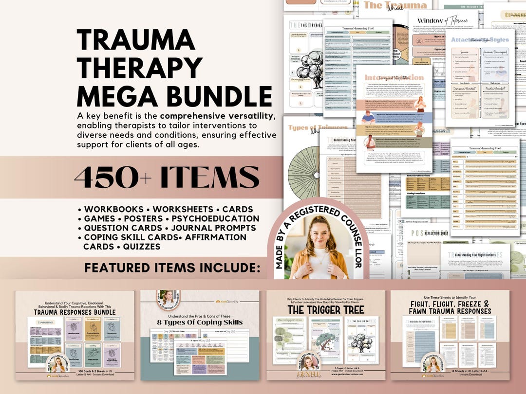 Trauma Therapy Bundle (65% OFF), PTSD Worksheets, BPD Coping Skills ...
