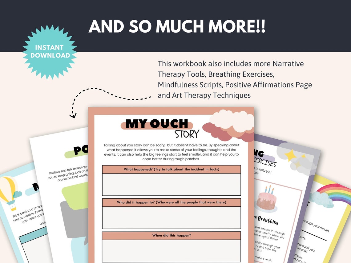 Trauma Therapy Worksheets for Kids PTSD Anxiety Relief - Etsy