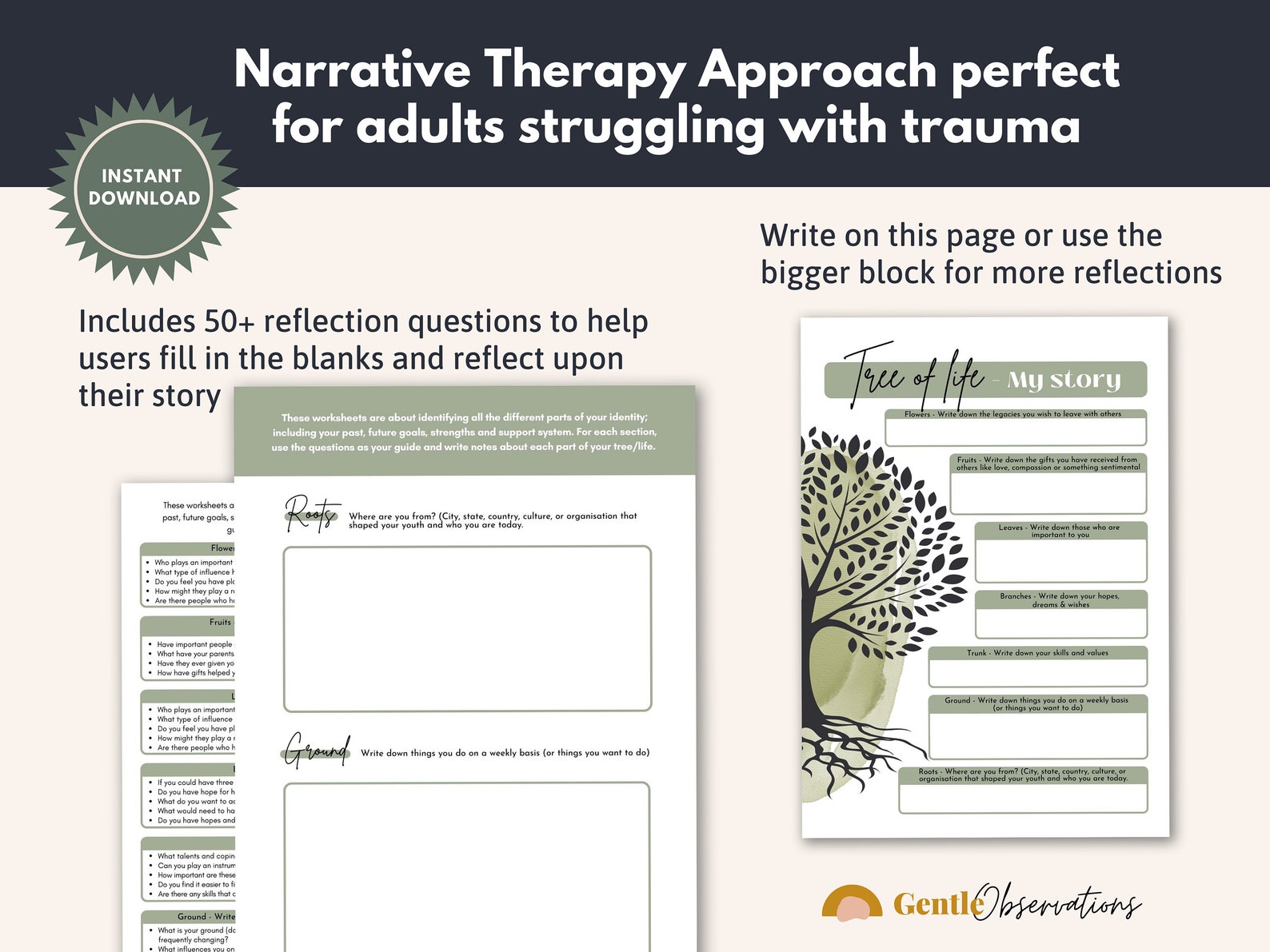 Narrative Therapy Tree of Life for Trauma PTSD Mental Health - Etsy