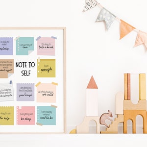 Daily Affirmations Note to Self Care Wall Art Poster for School ...