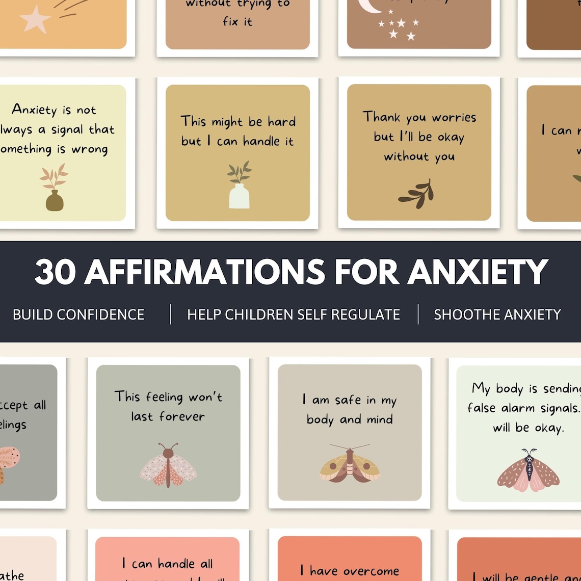 Anxiety Coping Statement Flashcards School Counselor Anxiety - Etsy