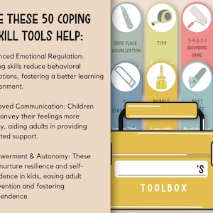 Coping Skills Toolbox for Kids Calming Corners and School Counseling Therapy Sessions, Classroom ...
