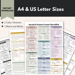 Mental Status Exam MSE Cheat Sheet Therapy Forms Intake - Etsy