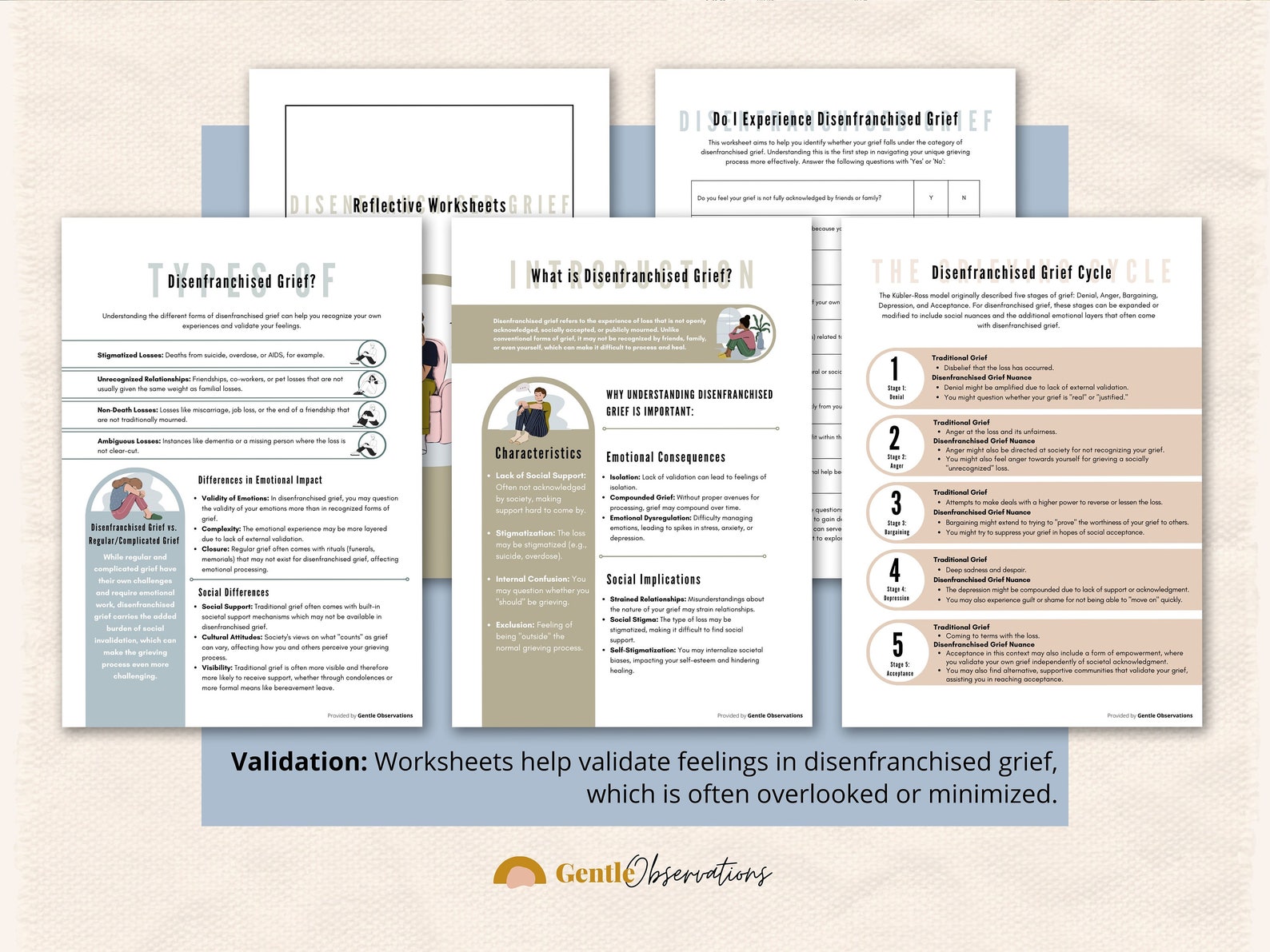 Disenfranchised Grief Worksheets for the Non-traditional Bereavement ...
