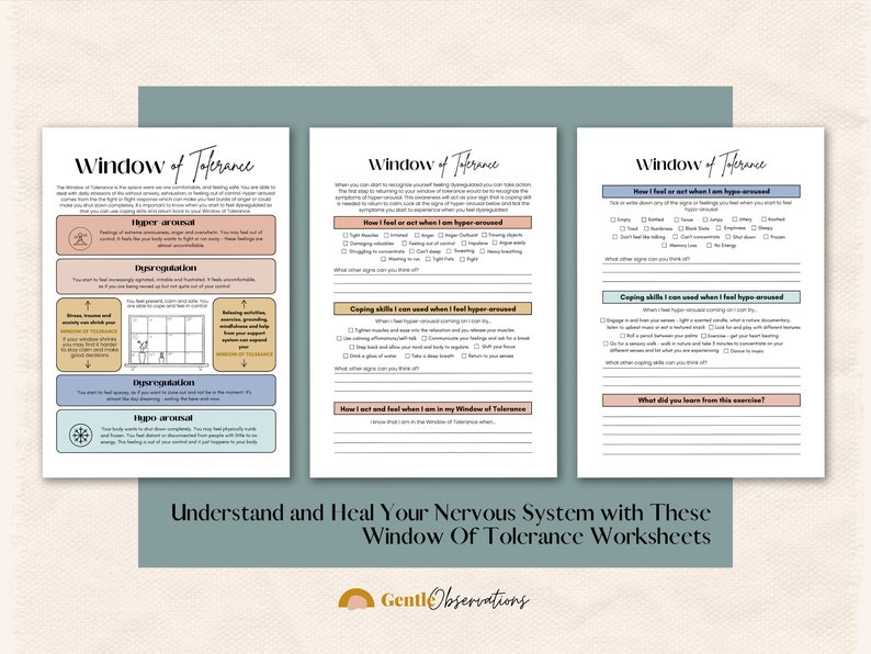 Window of Tolerance, Adult Worksheets, Trauma Therapy, Arousal States ...