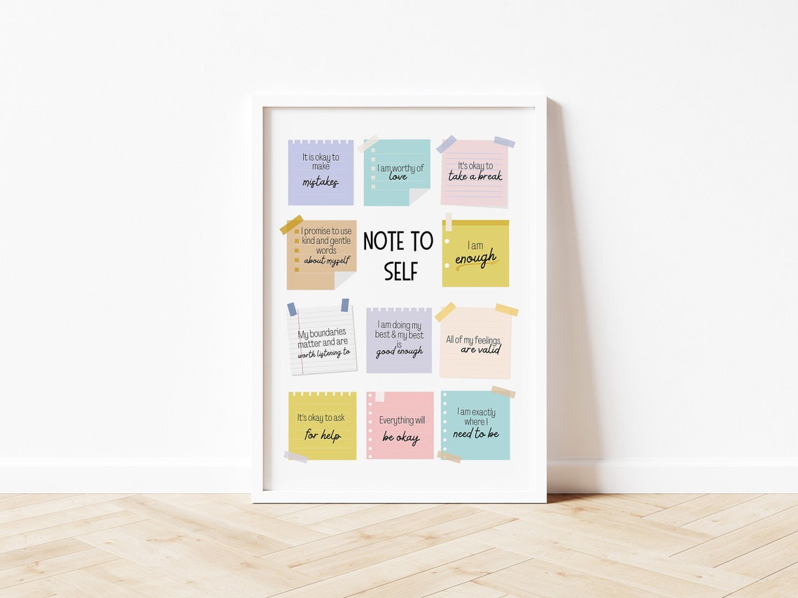 Daily Affirmations Note to Self Care Wall Art Poster for - Etsy