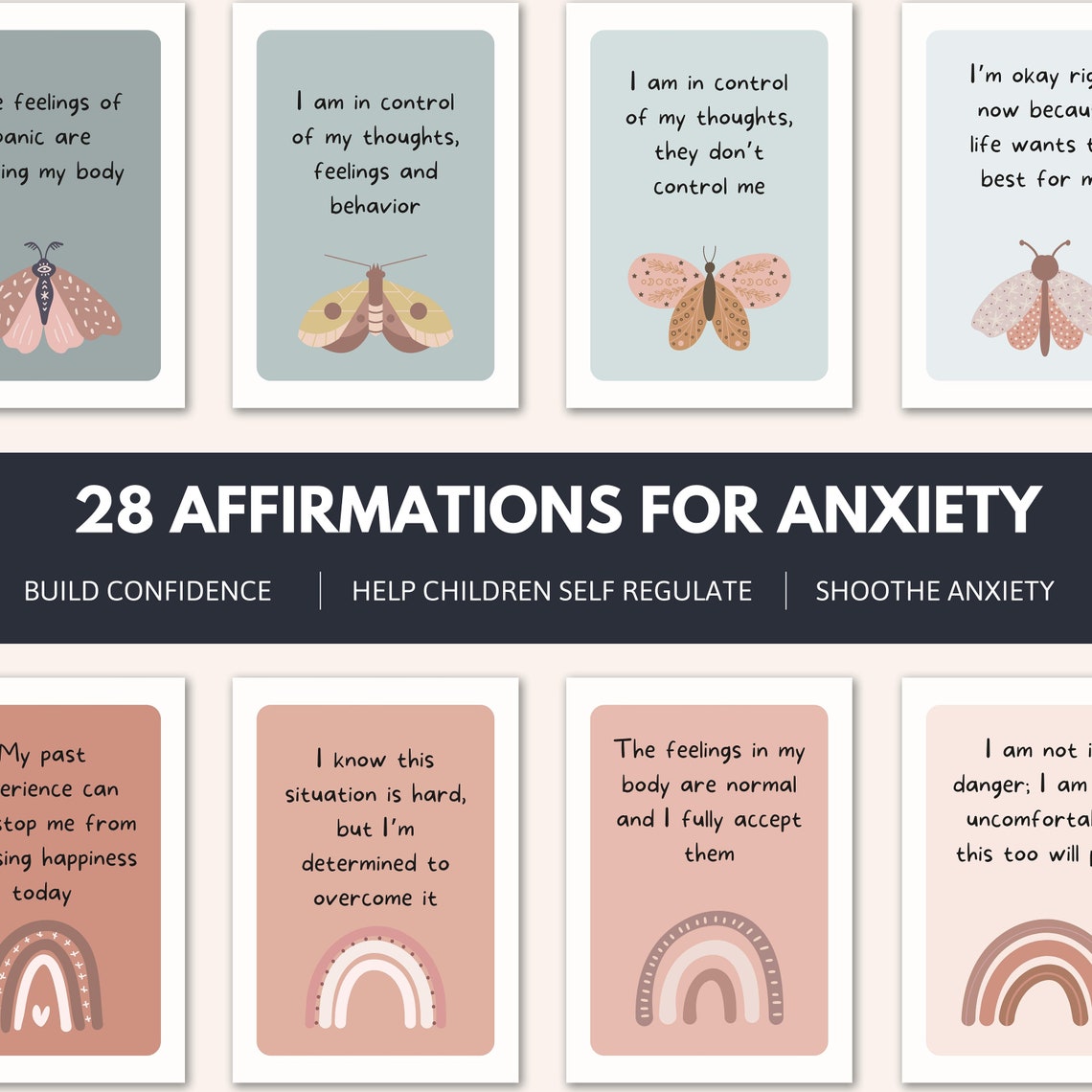 Anxiety Coping Statement Flashcards School Counselor Anxiety - Etsy