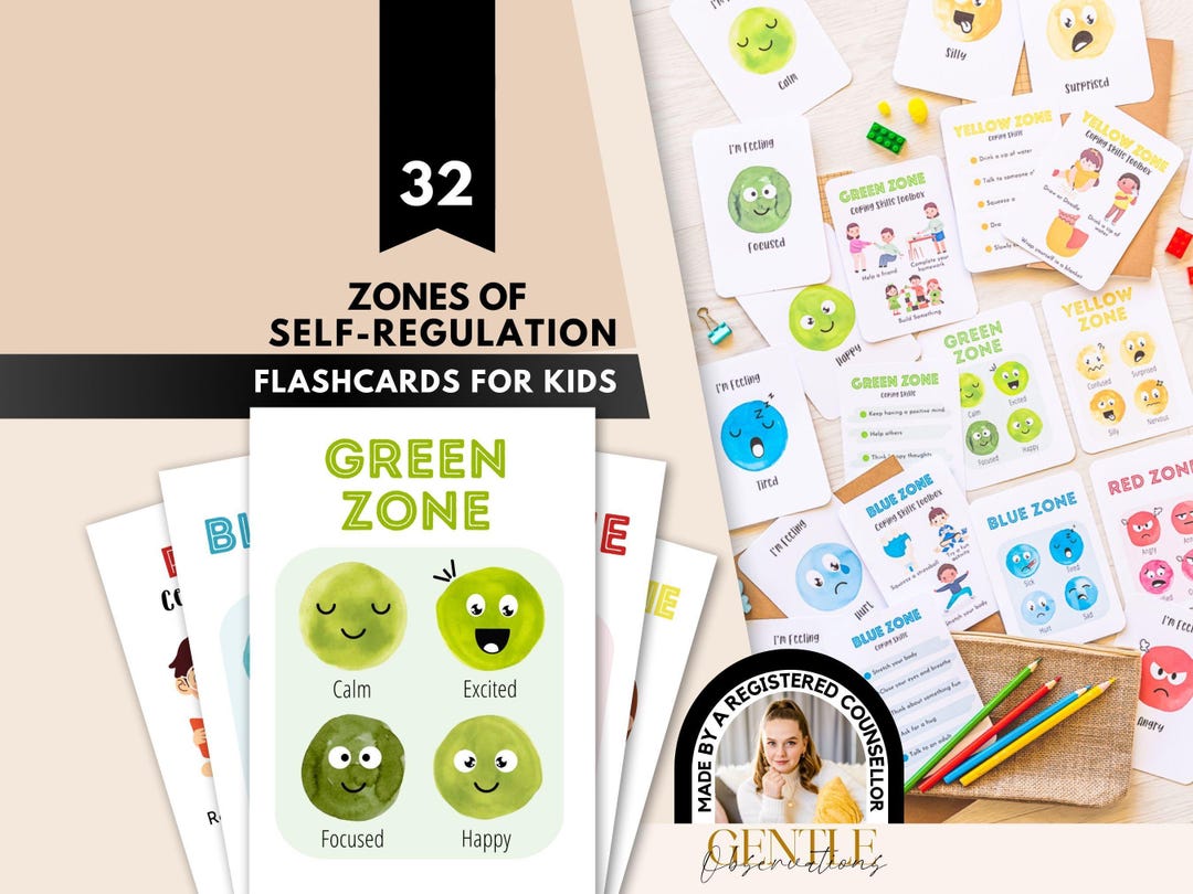 Zones of Self-regulation Coping Skills Cards, Feelings Charts, School ...