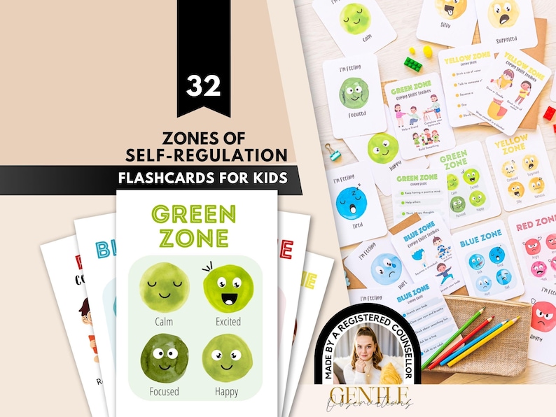 Zones of Self-regulation Coping Skills Cards, Feelings Charts, School ...