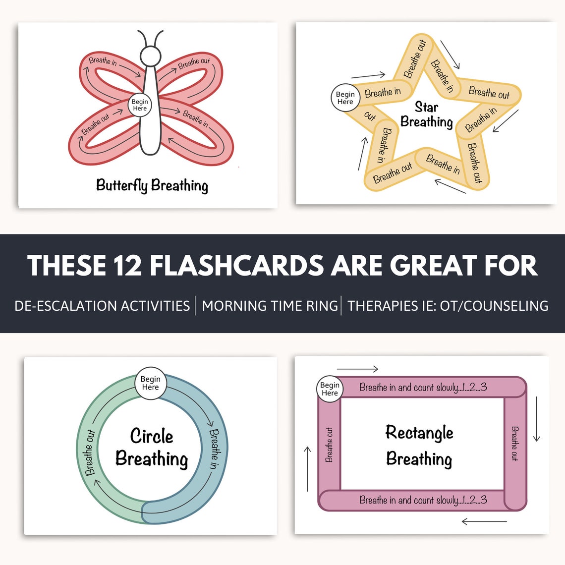 Finger Tracing Calm Down Cards Mindfulness Breathing Cards - Etsy