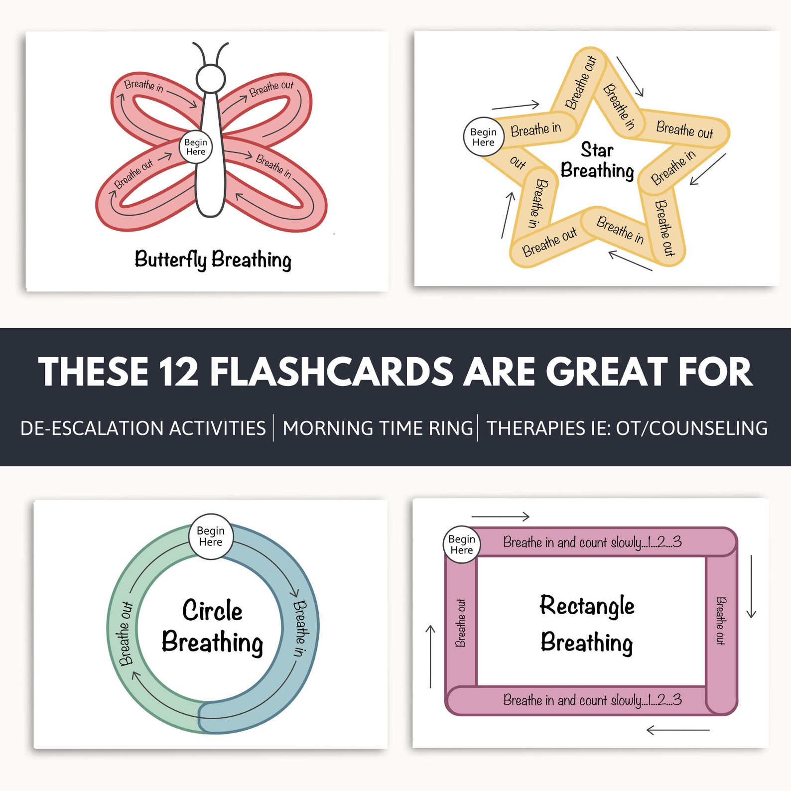 Finger Tracing Calm Down Cards Mindfulness Breathing Cards - Etsy