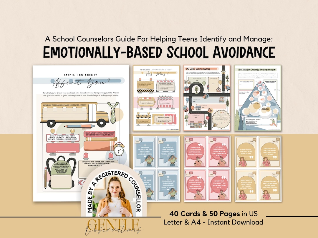 Emotionally Based School Avoidance Worksheets & Assessments, School ...