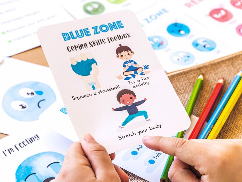 Zones of Self-regulation Coping Skills Cards, Feelings Charts, School ...