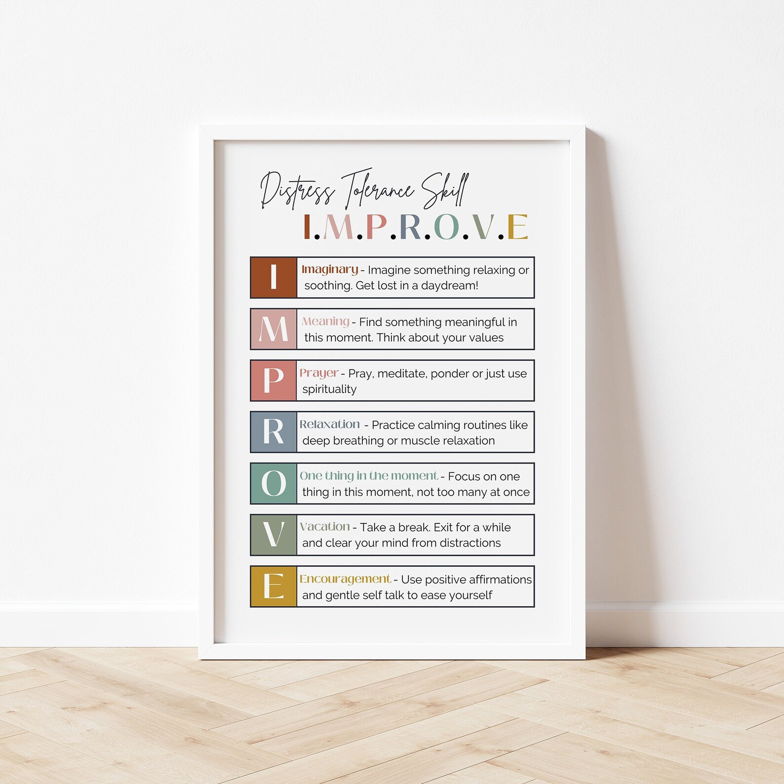DBT Poster IMPROVES Coping Skill Poster Mindfulness Activities - Etsy