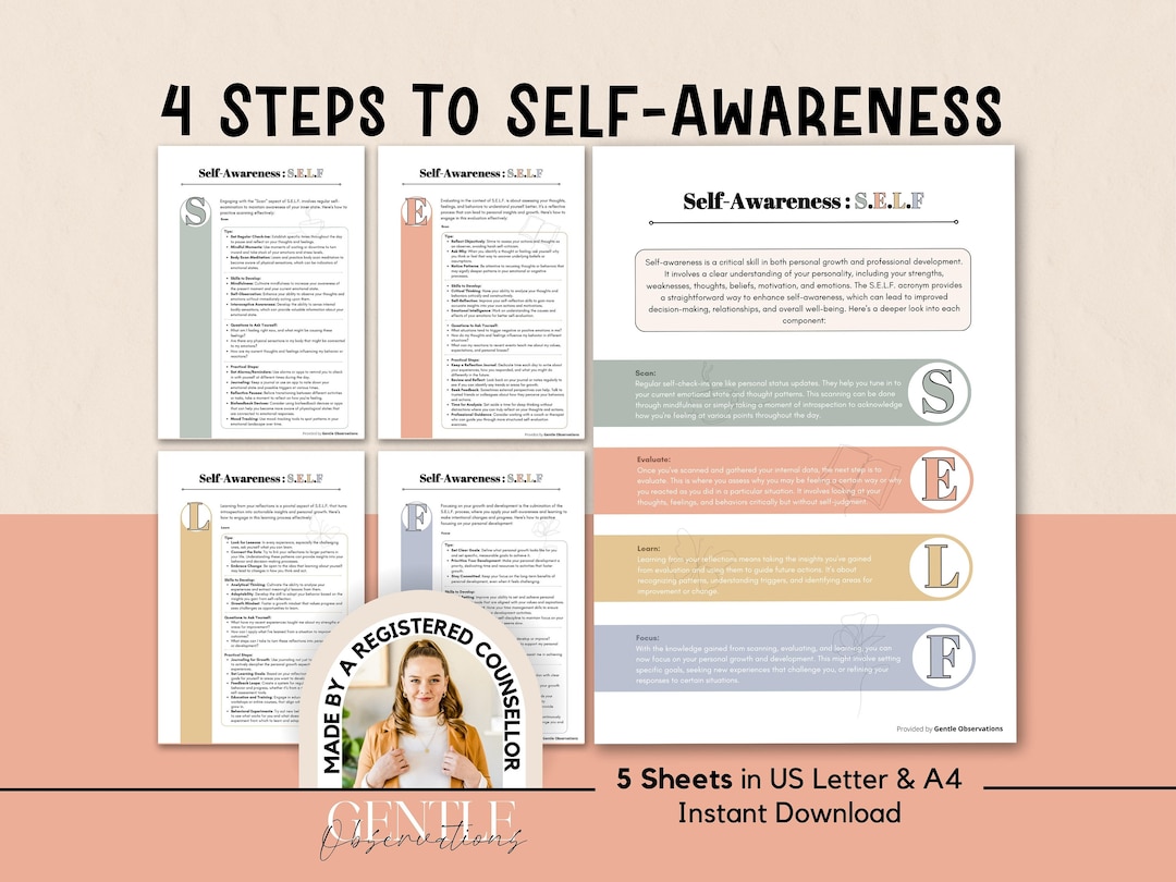 Self-awareness Psychoeducational Worksheets to Help Improve Self-esteem ...