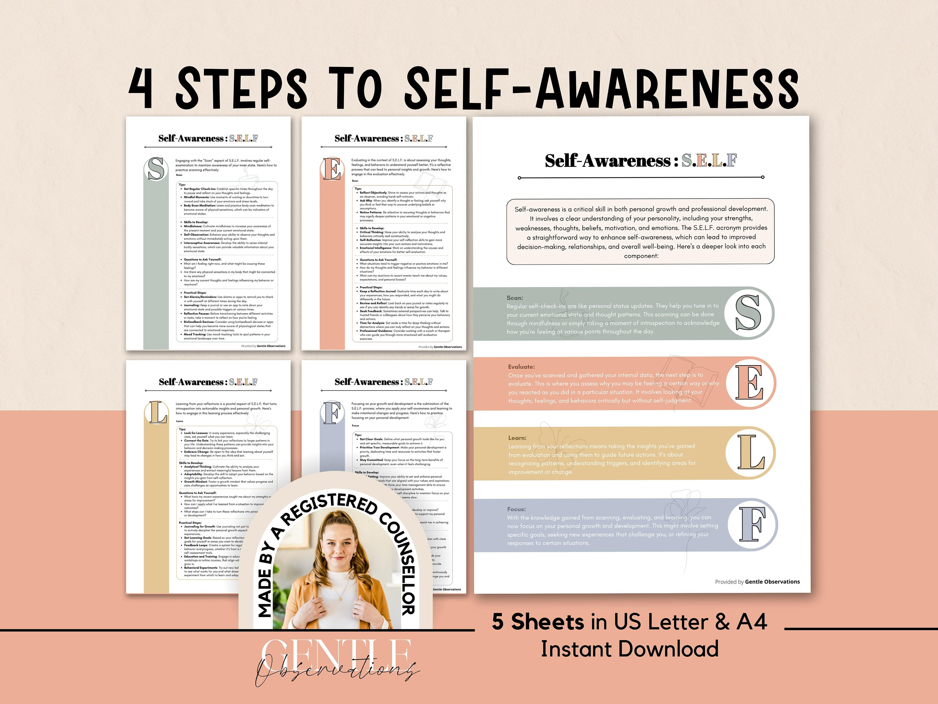 Self-awareness Psychoeducational Worksheets to Help Improve Self-esteem ...