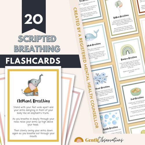 Mindfulness Breathing Cards for Kids Scripted Cards Anxiety - Etsy