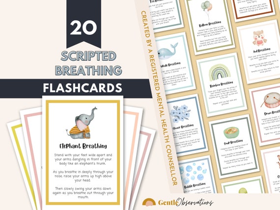 Mindfulness Breathing Cards for Kids Scripted Cards Anxiety - Etsy