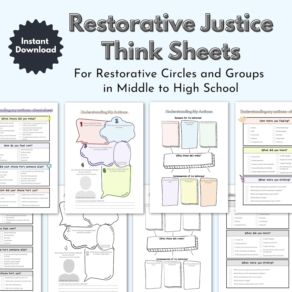 Behavior Analysis Think Sheets for Restorative Justice Circles - Etsy