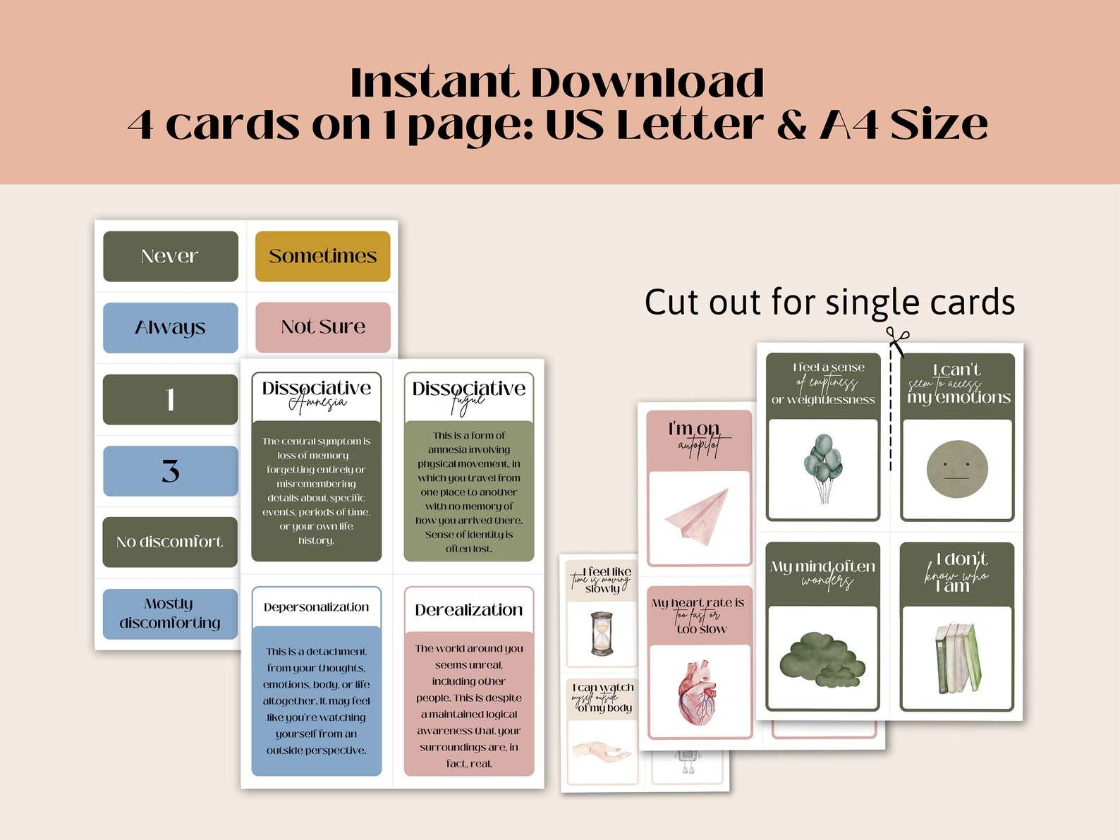 Dissociation Conversation Cards PTSD Therapy Cards, Dissociative ...