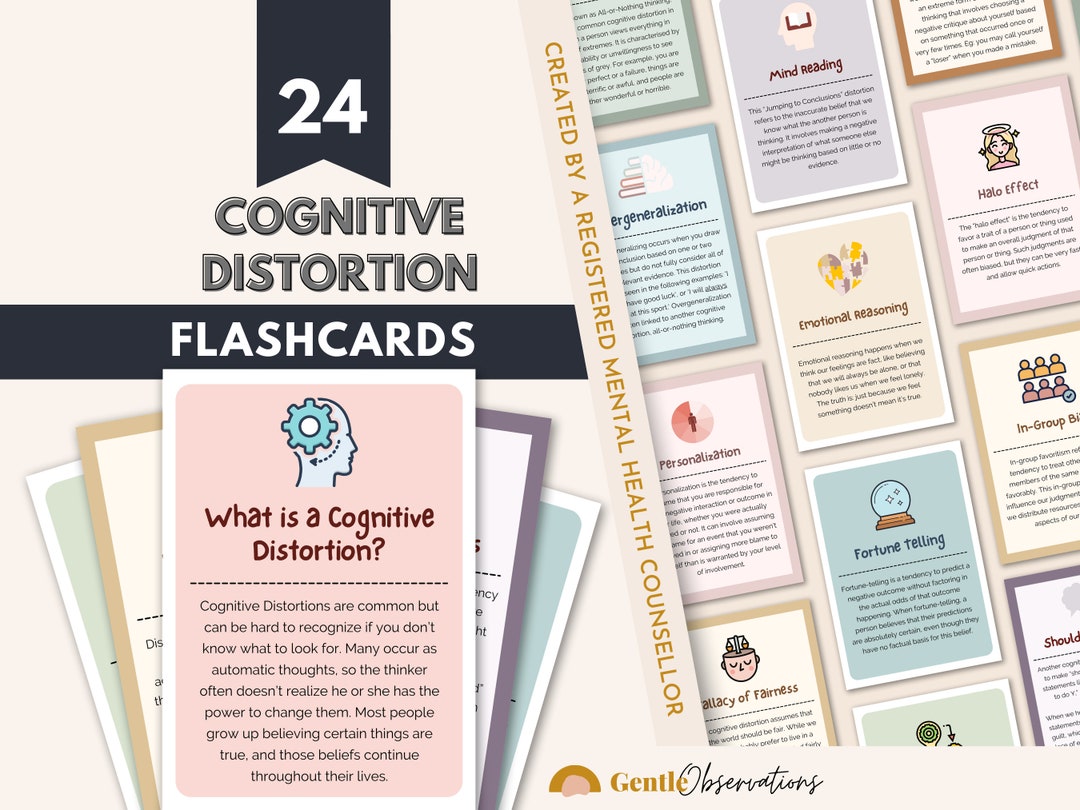Cognitive Distortion Flashcards, CBT, Therapy Tool, Coping Skills Cards ...