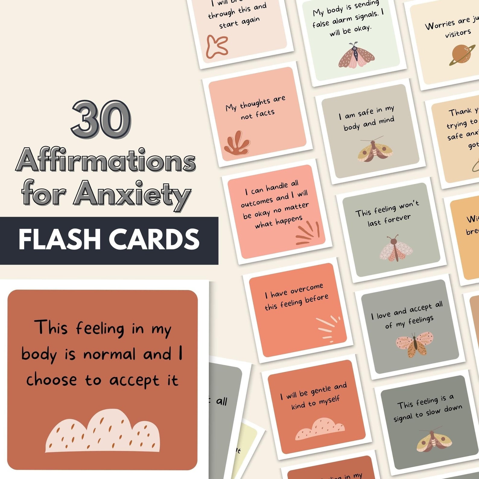 Anxiety Coping Statement Flashcards School Counselor Anxiety - Etsy