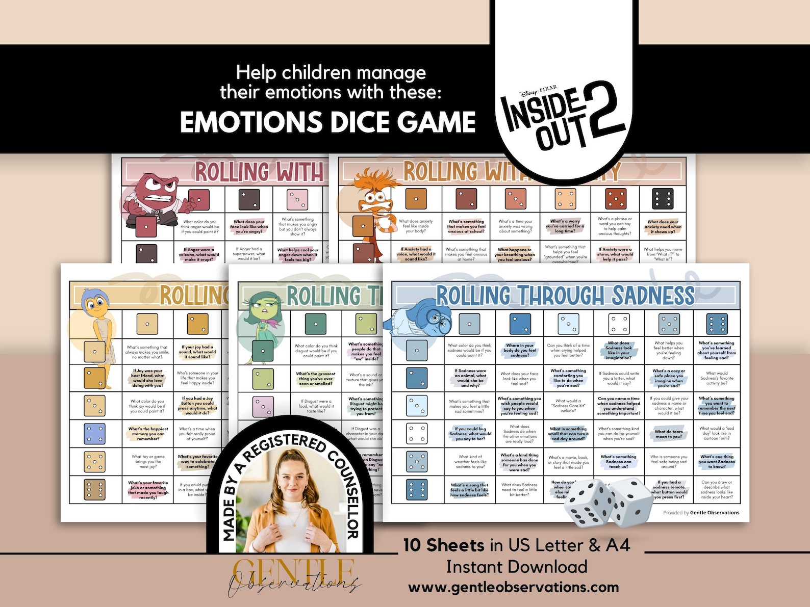 Inside Out 2: School Counseling Dice Game for Teens & Tweens Group ...