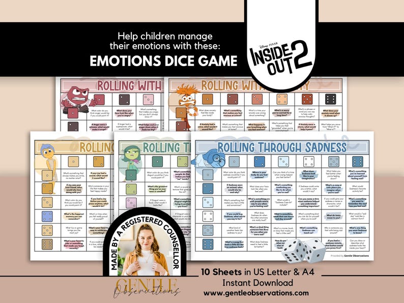 Inside Out 2: School Counseling Dice Game for Teens & Tweens Group ...