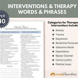 Therapy Interventions Clinical Words & Phrases Therapy - Etsy