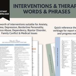 Therapy Interventions Clinical Words & Phrases Therapy - Etsy